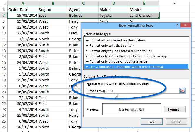 Image - Conditional Formatting rule - Inspiration, Creativity, Wonder.